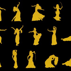 Belly Dance SVG Silhouette Cricut Cameo People Stensil Gold Glitter ...