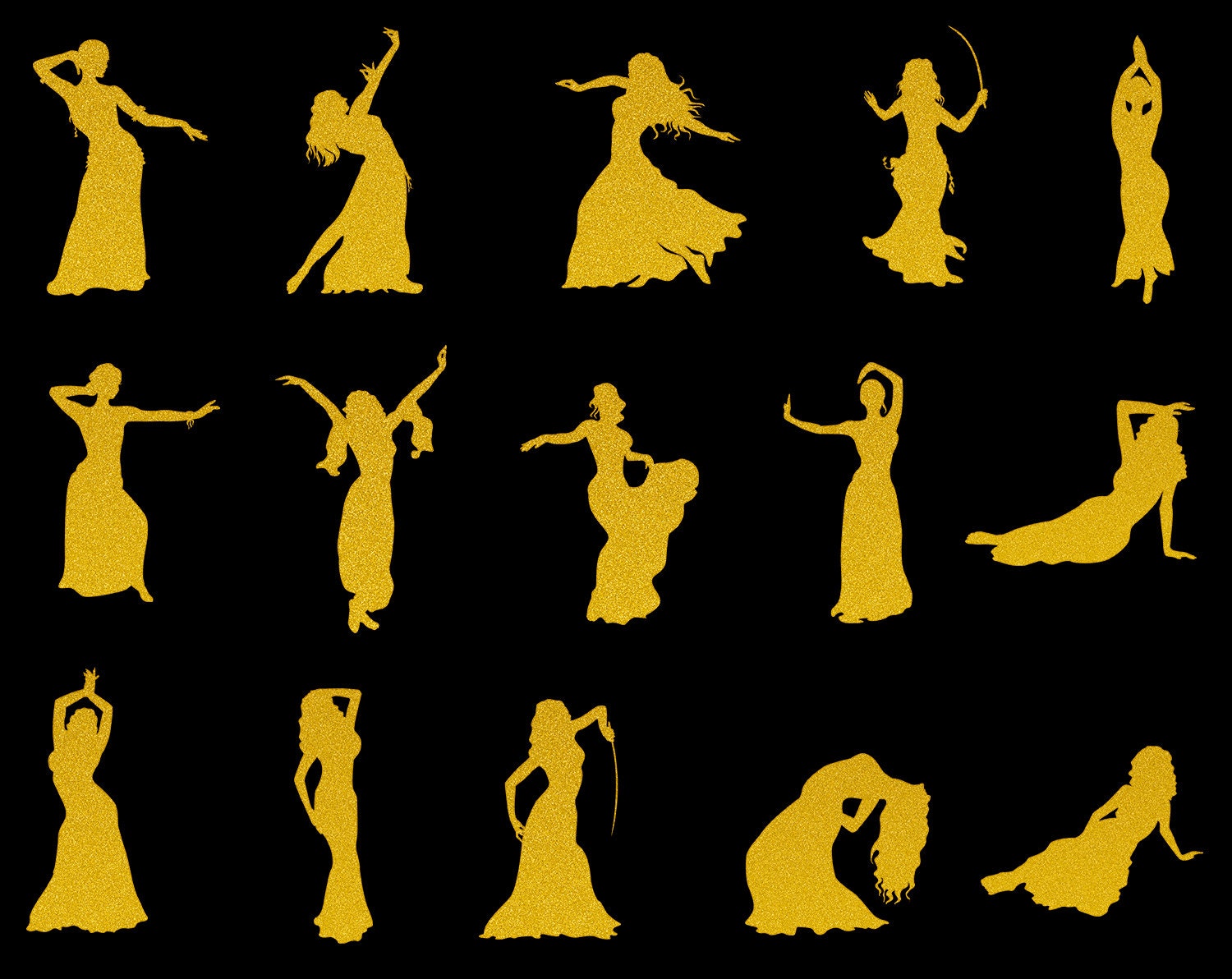Belly Dance SVG Silhouette Cricut Cameo People Stensil Gold Glitter ...
