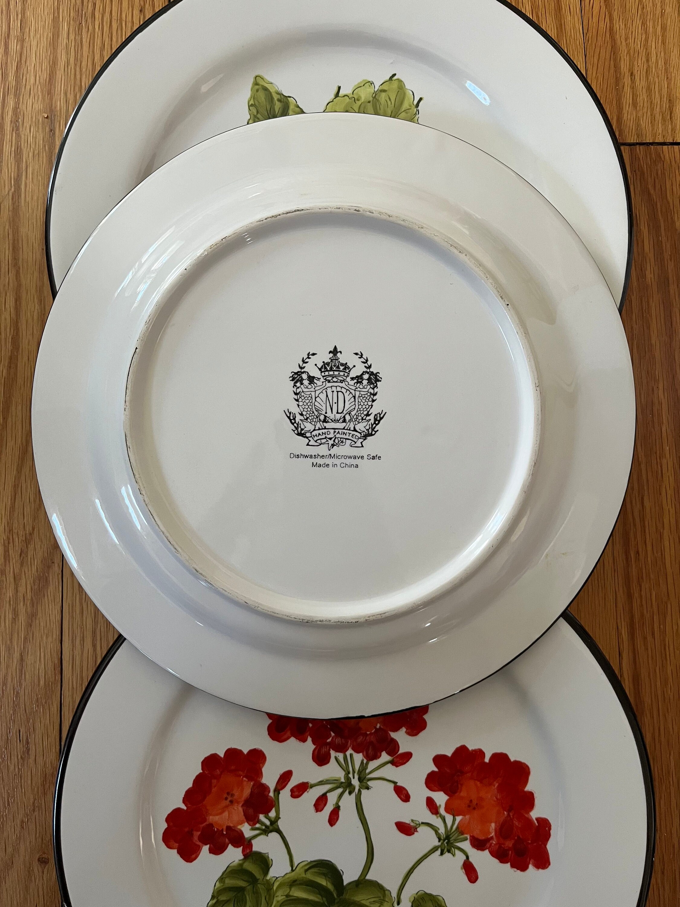 Red Flower Plates | ND Hand Painted | Made in China | Set of 4 - Etsy