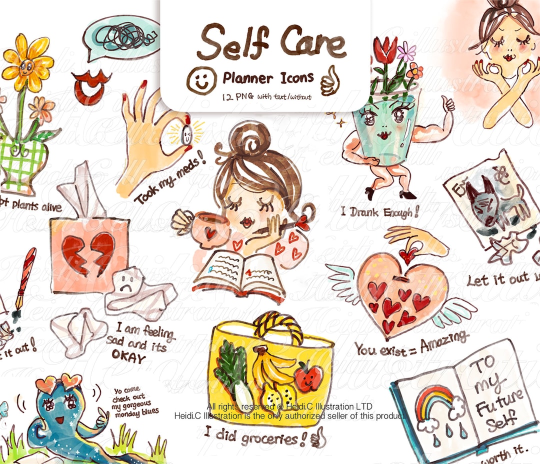 Self Care Planner Icons, Icon Clipart, Icon Clip Art, Planner Clip Art ...
