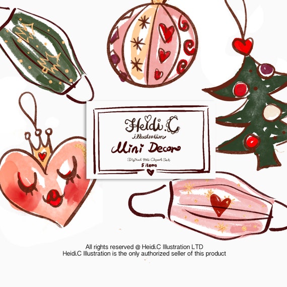 Christmas Ornaments Clipart Cute Christmas Watercolor | Etsy