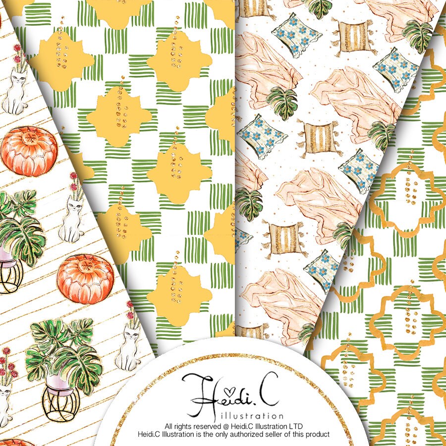 Summer Digital Papers Boho Patterns Download Background Exotic | Etsy