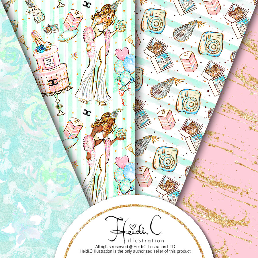 Birthday Party Digital Paper Happy Birthday Hand Painted - Etsy