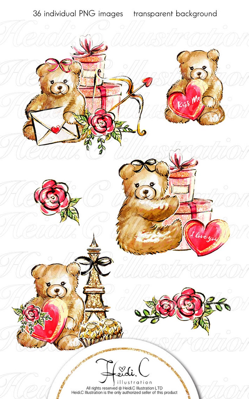 Valentine Clipart Teddy Bear Valentines Day Love Clip Art - Etsy