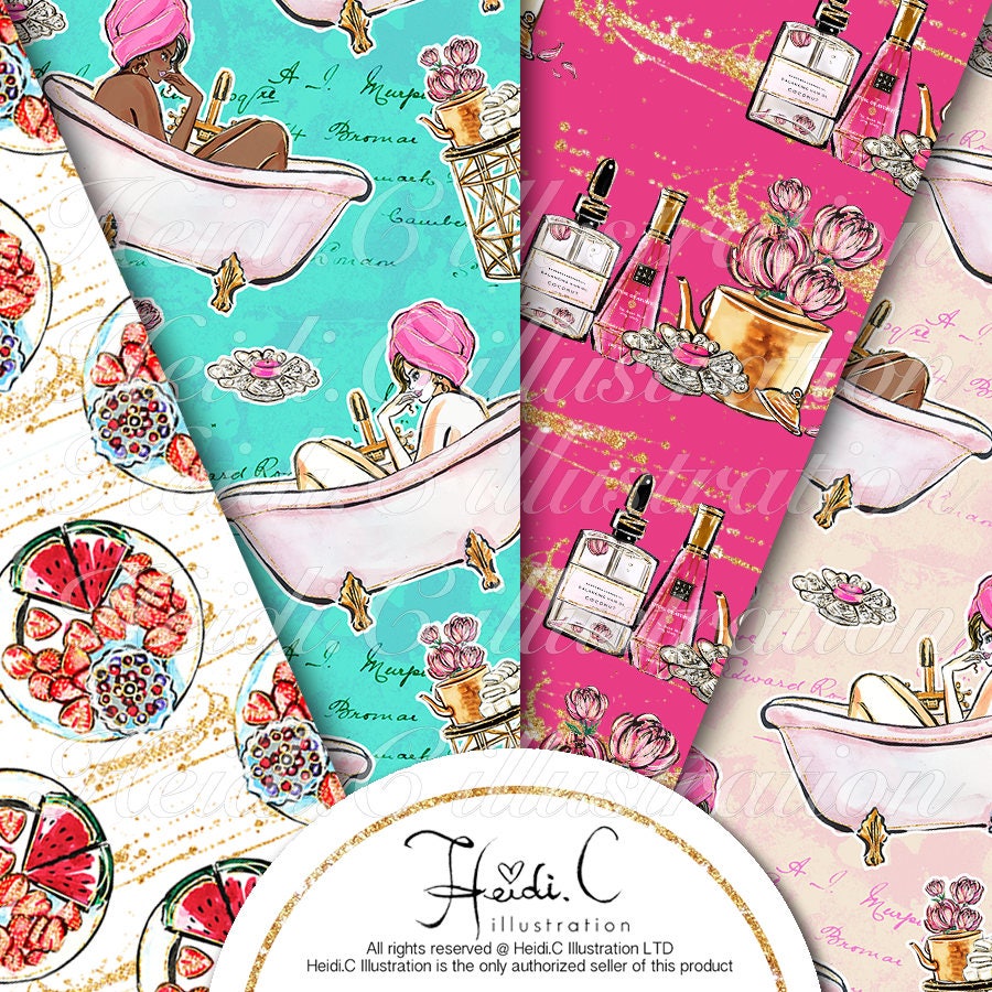 Spa Party Printables Clipart Spa Girl Beauty Relax Wellness | Etsy