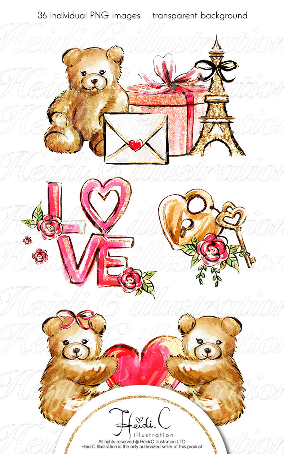 Valentine Clipart Teddy Bear Valentines Day Love Clip Art - Etsy