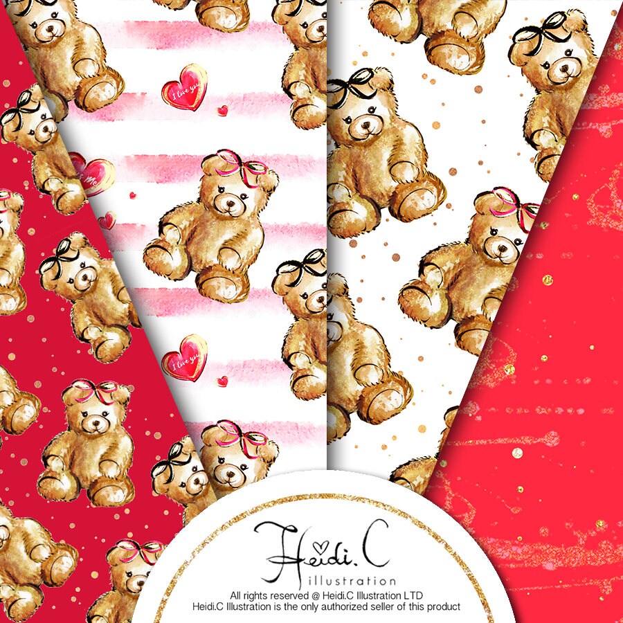 Teddy Bear Clipart Valentine Clip Art Background Heart | Etsy