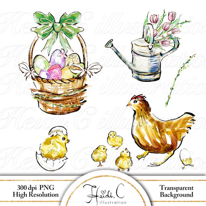 Easter Egg Clipart Easter Watercolor Clipart Spring Clipart - Etsy