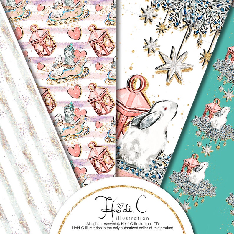 Winter Digital Paper Christmas Background Scrapbook Planner Stickers ...