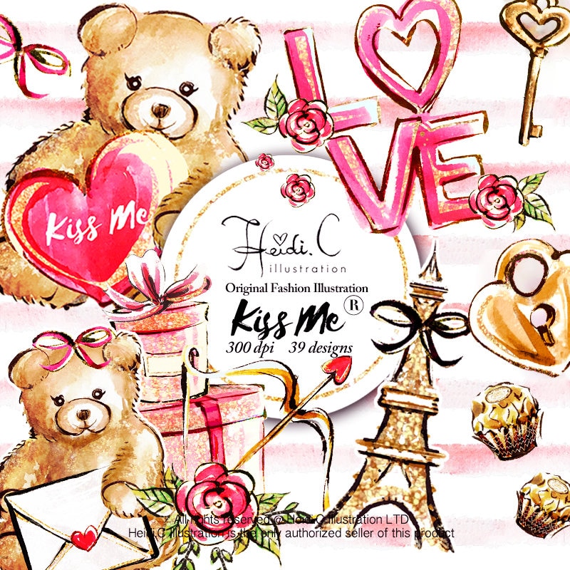 Valentine Clipart Teddy Bear Valentines Day Love Clip Art - Etsy