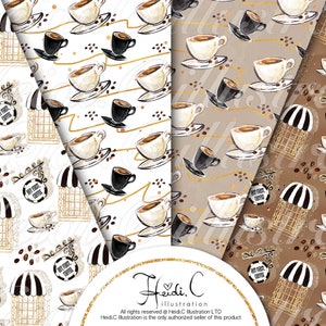 Coffee Paper, Digital Coffee Paper, Coffee Scrapbook Paper, Planner ...