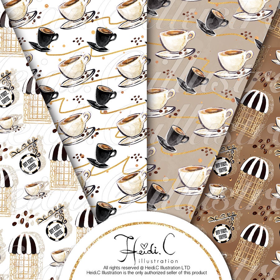 Coffee Paper Digital Coffee Paper Coffee Scrapbook Paper | Etsy