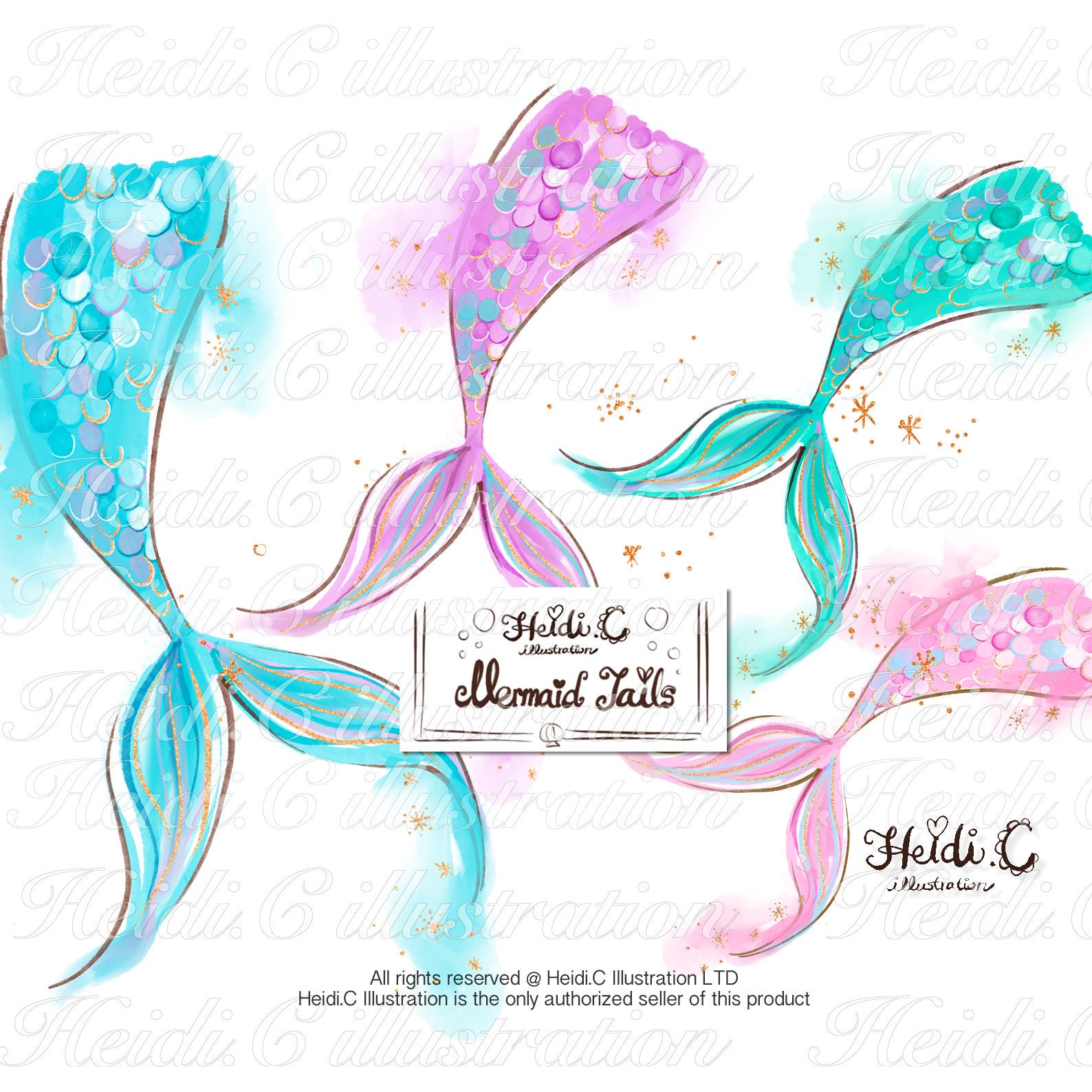 Watercolor Mermaid Tail Clipartmermaid Tails Clipartmermaid - Etsy