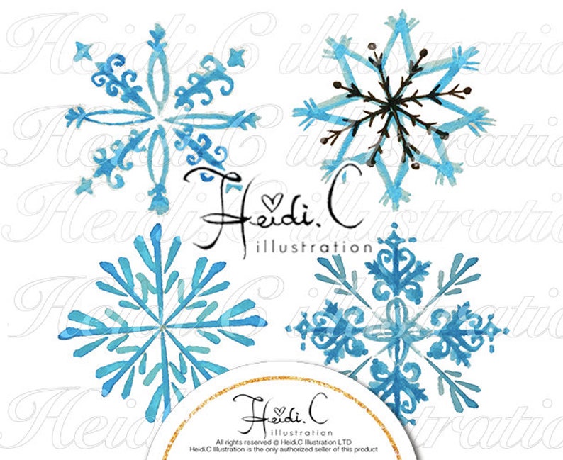 Snowflakes Clipart Winter Clip Art Snow Printables Christmas | Etsy