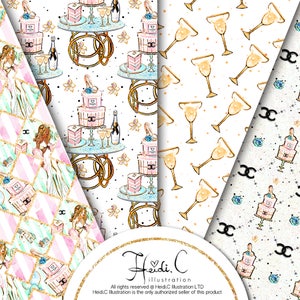 Birthday Party Digital Paper Happy Birthday Hand Painted Birthday Girl ...