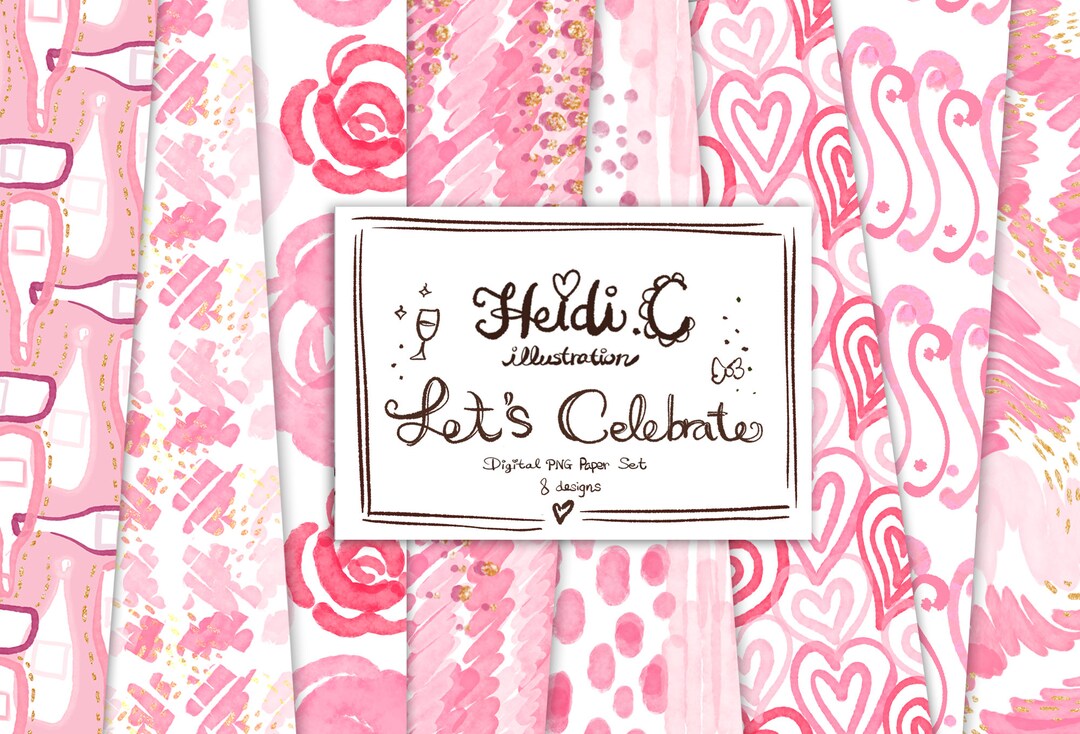 Pink Watercolor Digital Paper,watercolor Pattern,pink Background,heart ...
