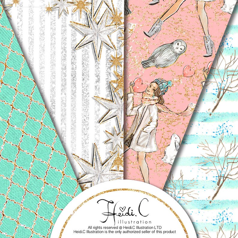 Winter Digital Paper Christmas Background Scrapbook Planner - Etsy