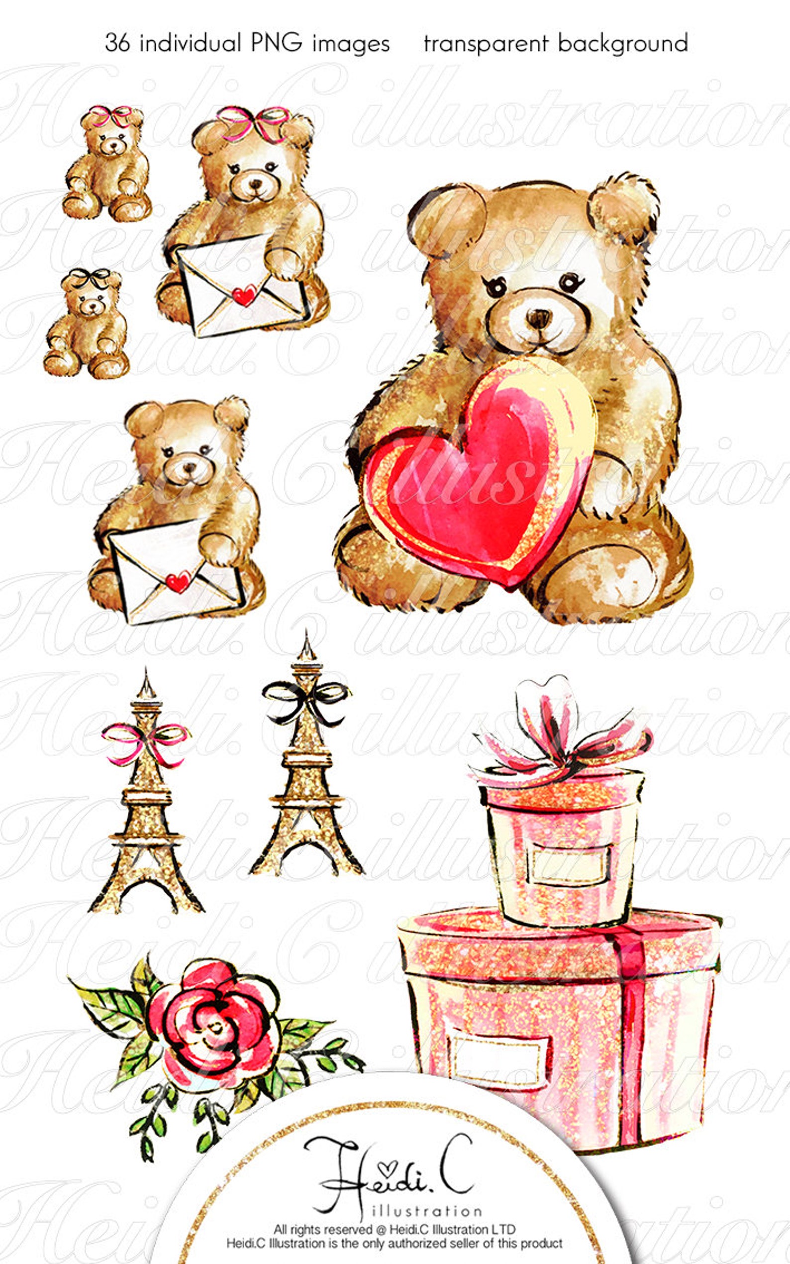 Valentine Clipart Teddy Bear Valentines Day Love Clip Art - Etsy
