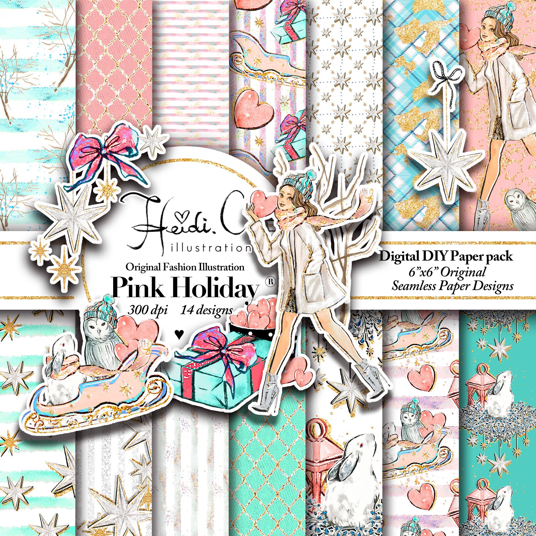 Winter Digital Paper Christmas Background Scrapbook Planner - Etsy