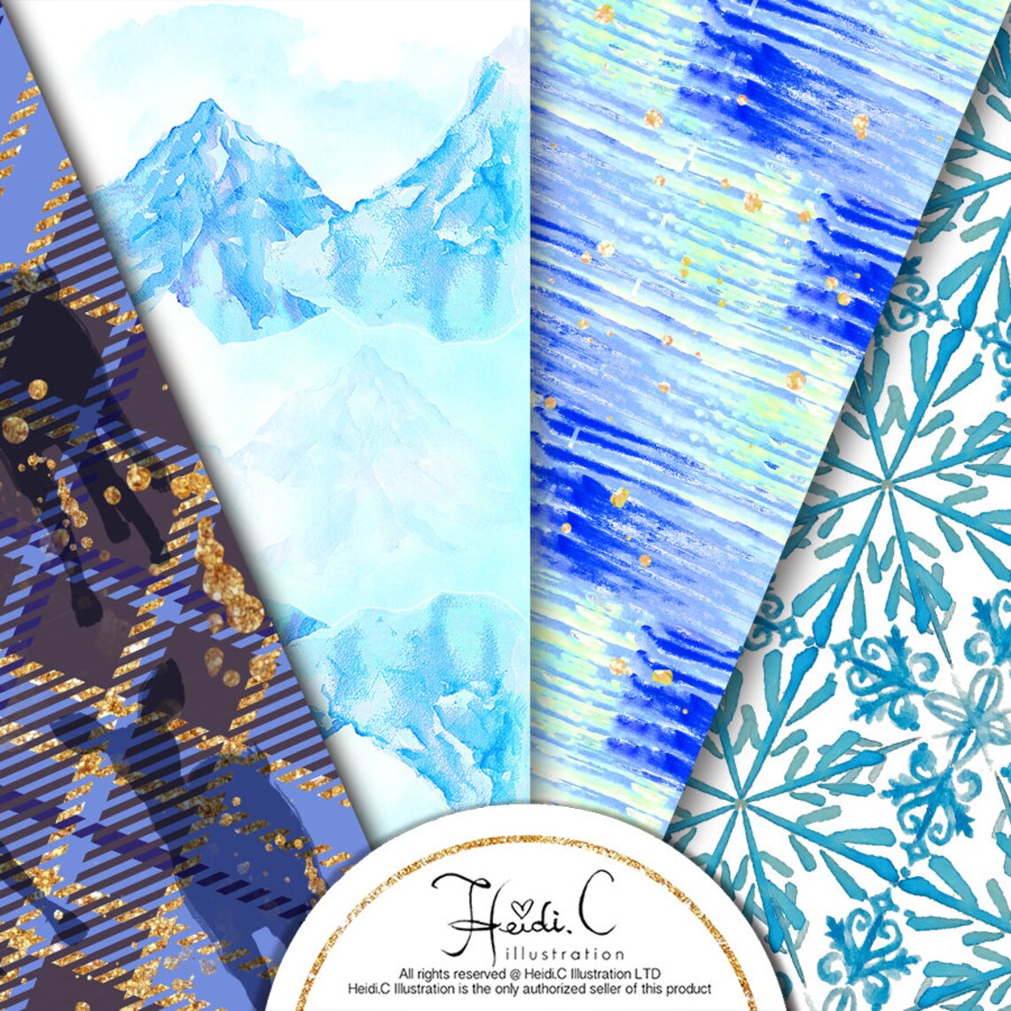 Winter Digital Paper Snowflakes Clipart Winter Background Snow Mountain ...