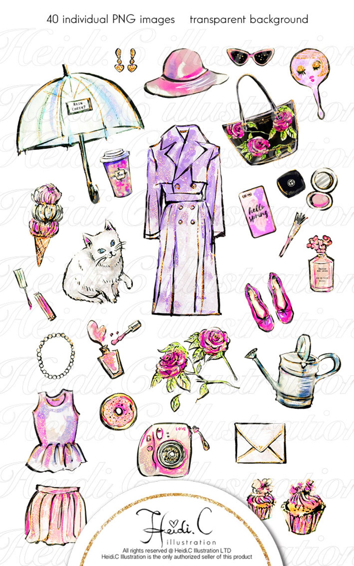 Spring Clipart Fashion Hello Spring Rainy Day Girly Elegant Clip Art ...