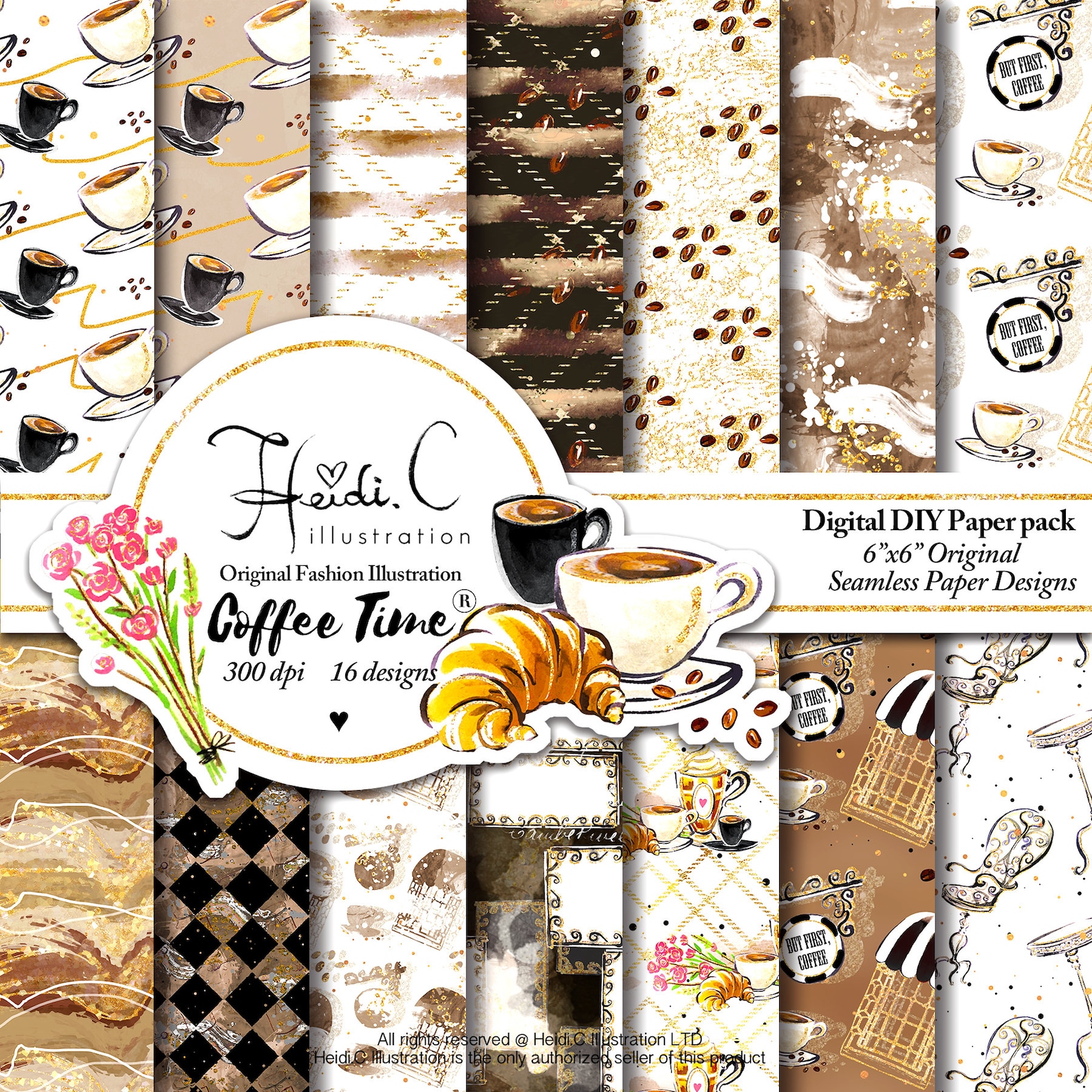 Coffee Paper, Digital Coffee Paper, Coffee Scrapbook Paper, Planner ...