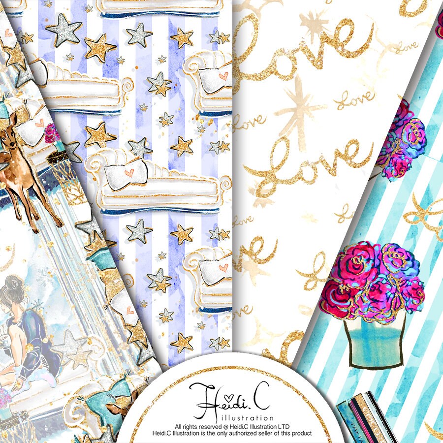 Winter Digital Paper Snowflakes Clipart Winter Background Snow - Etsy