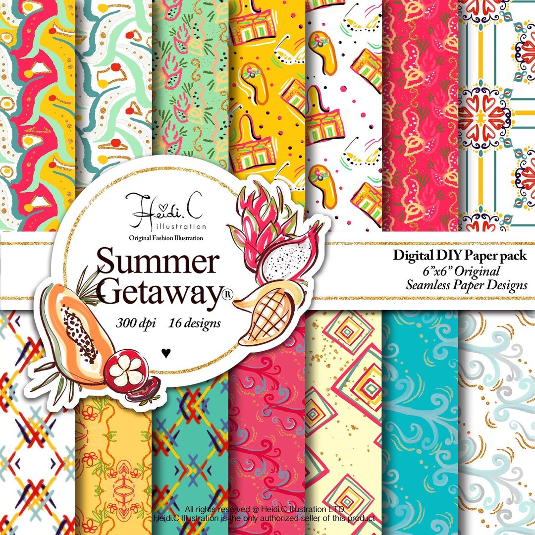 Summer Digital Paper,summer Planner,tropical Patterns,digital Summer ...