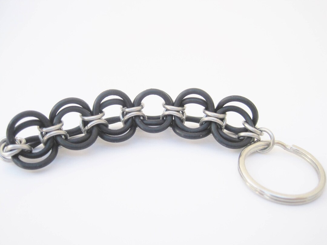 Unique Key Chain - Black Key Fob - Black Key Ring - Chainmail Key Fob ...