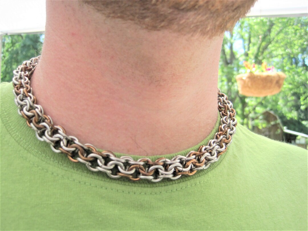 Mens Thick Choker Chain - Masculine Chainmail Necklace - Etsy
