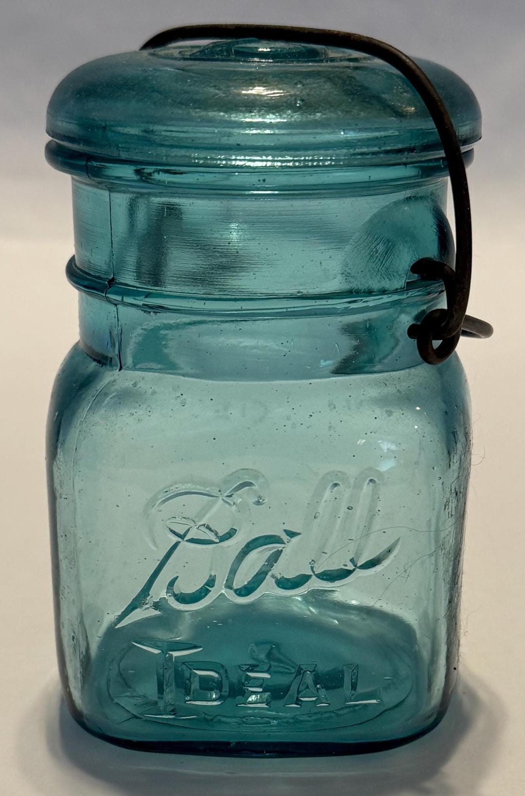 Vintage Ball Jar #7 Aqua Blue Square Wire Bail Canning Collector - Etsy