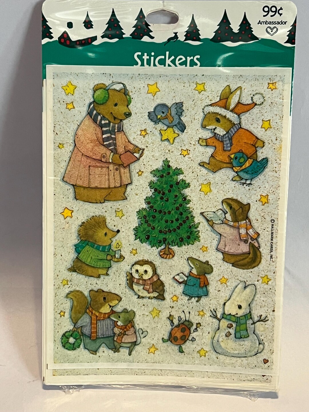 Vintage Ambassador Stickers Christmas Winter Animals Rabbit Bear ...