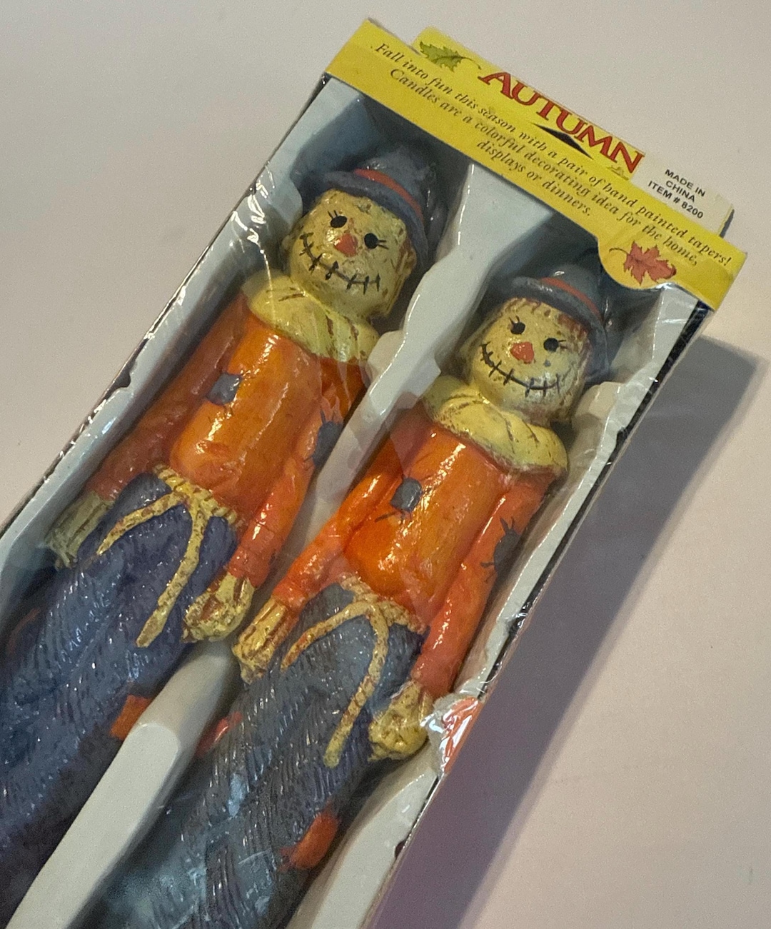 Vintage Fall Scarecrow Sculpted Taper Candles Pair New in Package ...