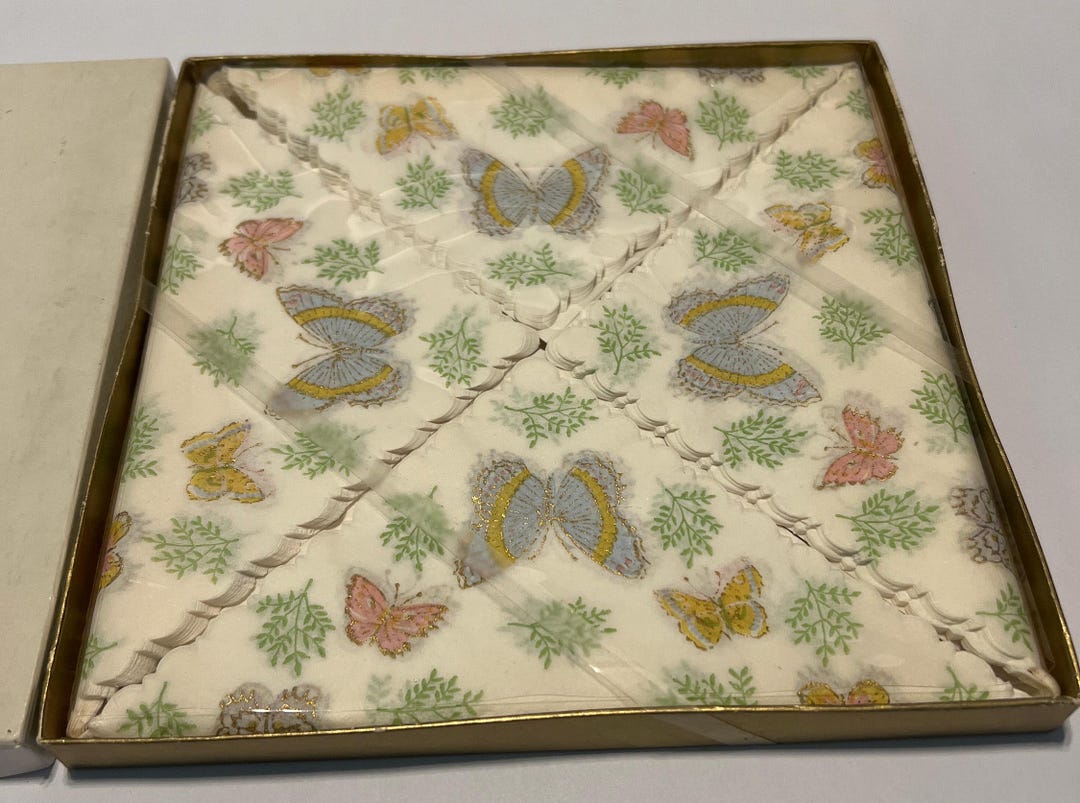 Vintage Freund Mayer Danish Paper Luncheon Napkins Pink Blue Yellow ...