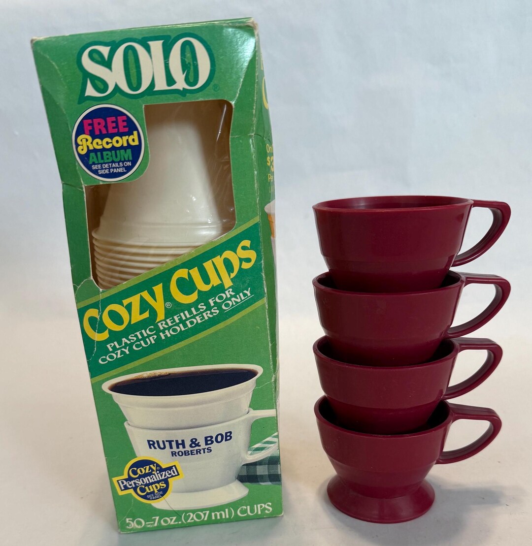 Vintage Solo Maroon Cozy Cups X 4 With A New Unopened Package of 50 ...