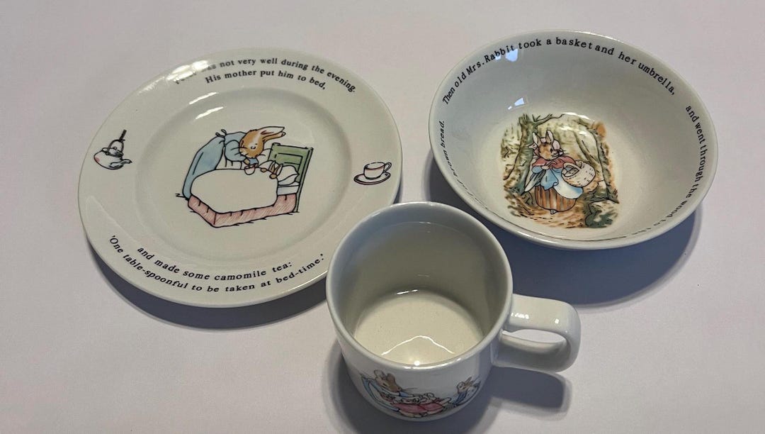 Vintage Wedgwood China Beatrix Potter Peter Rabbit Child’s Set Plate ...