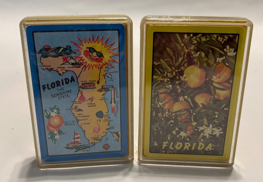 Vintage Florida Playing Cards X 2 New Decks Florida Map Oranges - Etsy