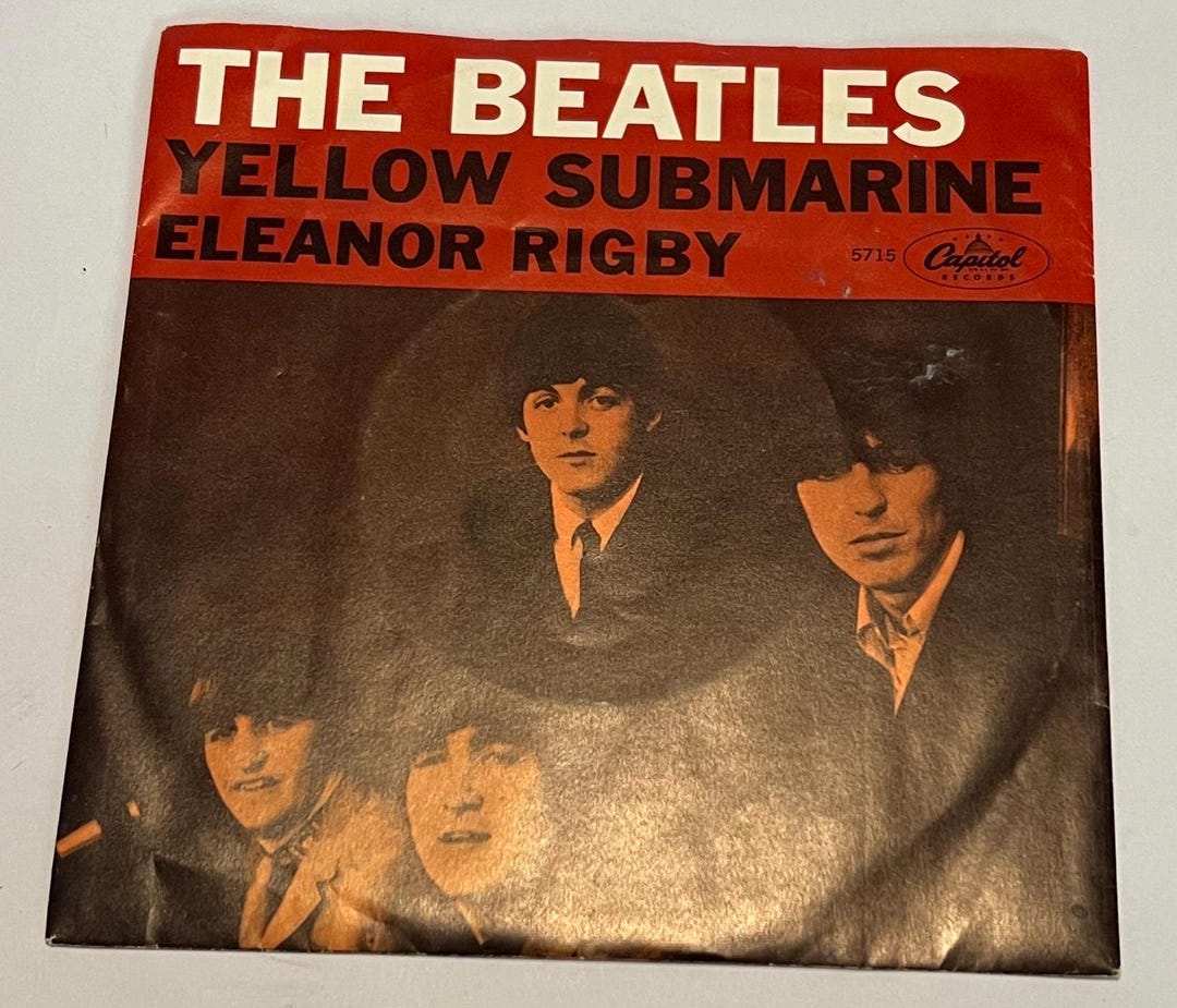 Vintage the Beatles Yellow Submarine Eleanor Rigby Vinyl 45 Record ...