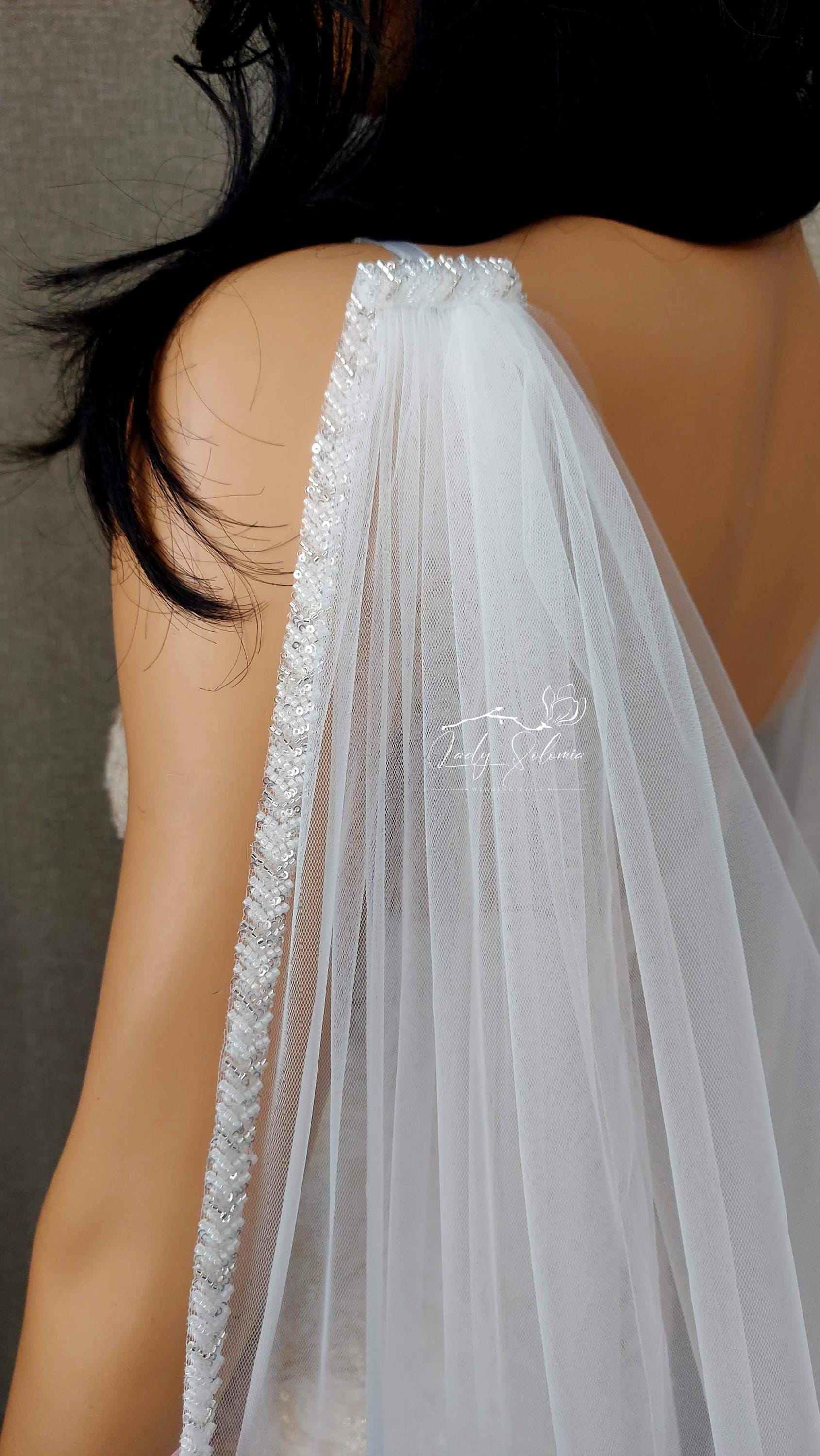 Cathedral сape Veil Beaded With V-shaped Shoulder Cape Chapel Cape Veil ...
