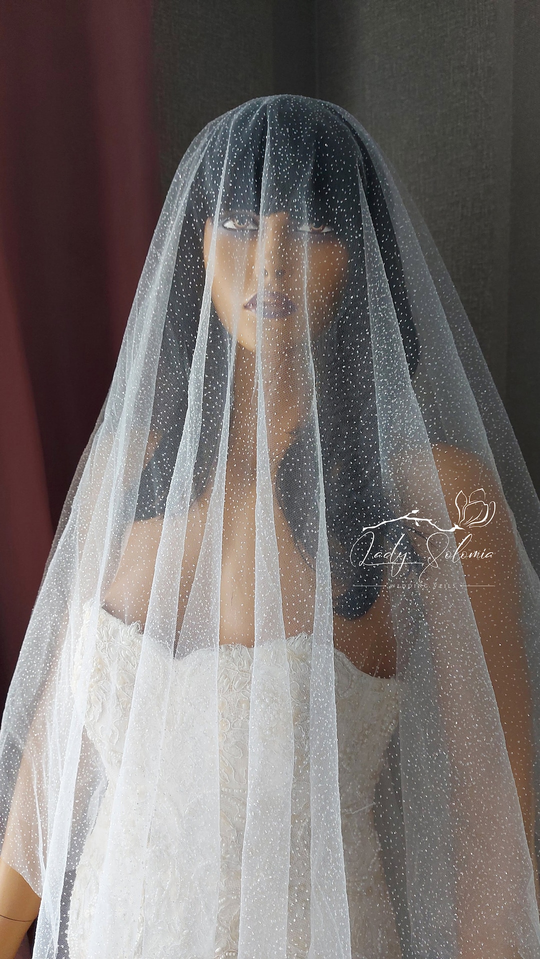 Blusher Glitter Veil Shimmer Bridal Veil Glitter Wedding Veil Cathedral ...