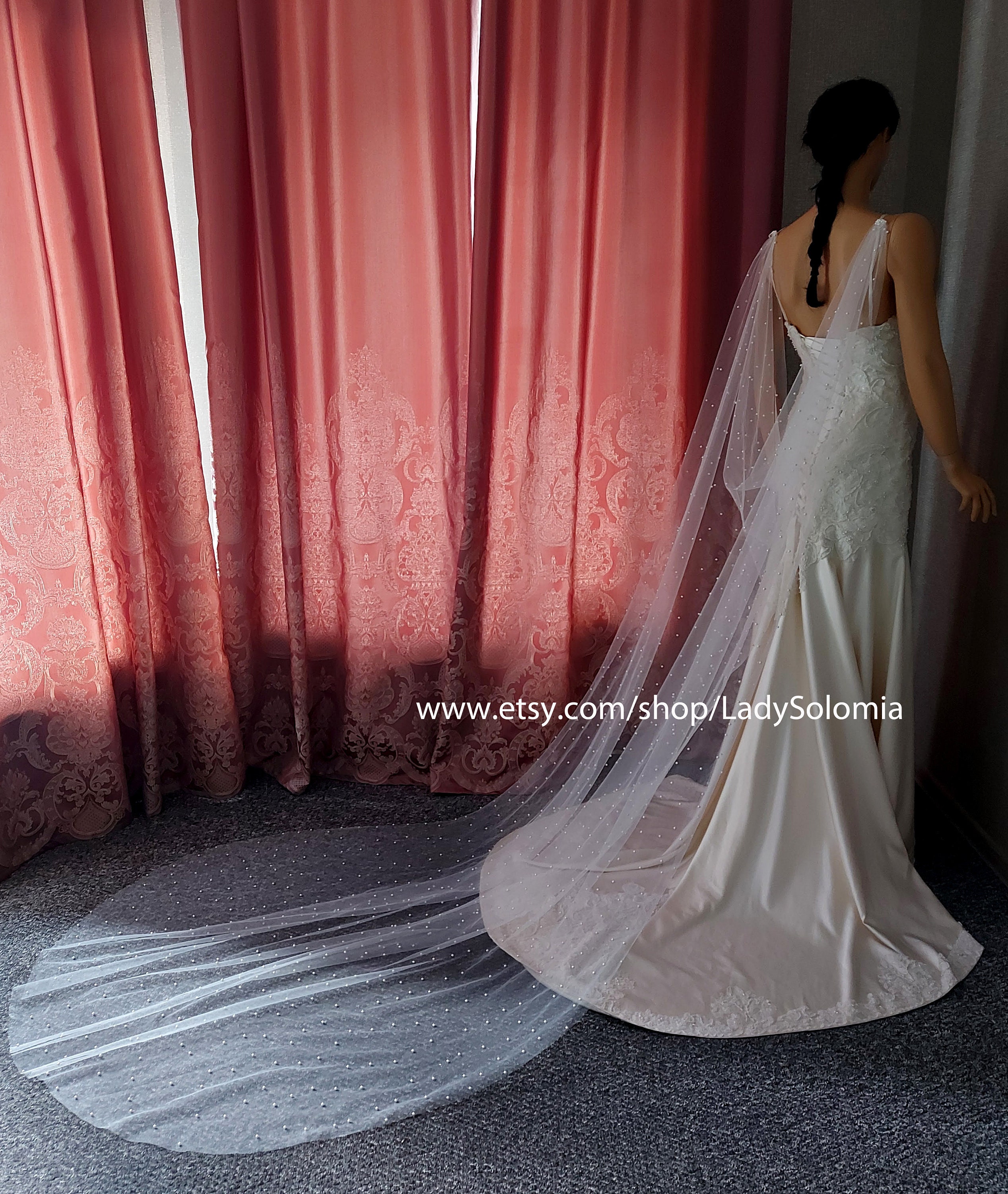 Pearl Cape Veil Cathedral Draped Cape Wedding Veil Shoulder - Etsy