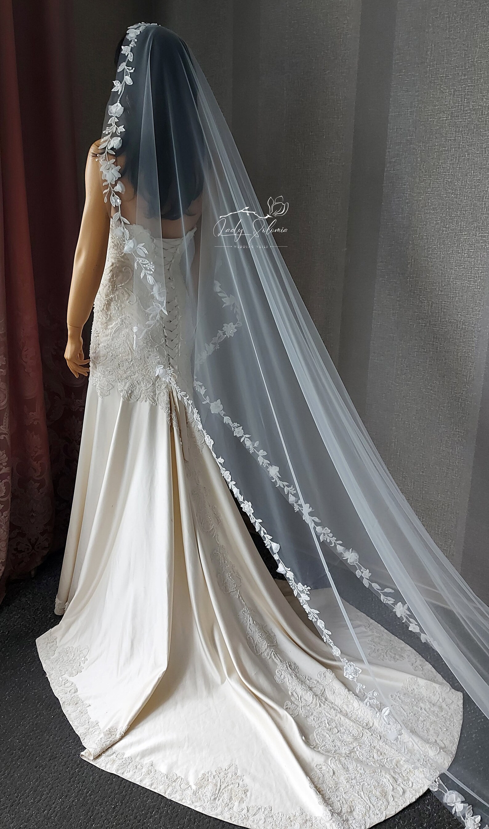 3D Leaves Mantilla Veil Leaves Wedding Veil Bridal Flowers Veil ...