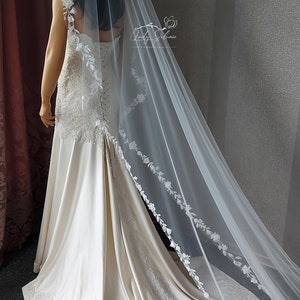 3D Leaves Mantilla Veil Leaves Wedding Veil Bridal Flowers Veil ...