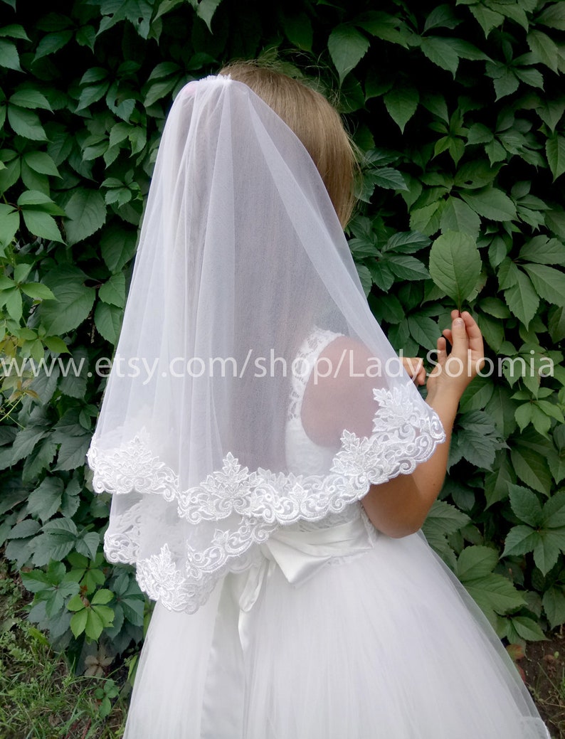 First Communion Veil Holy Communion Two tier communion veil | Etsy