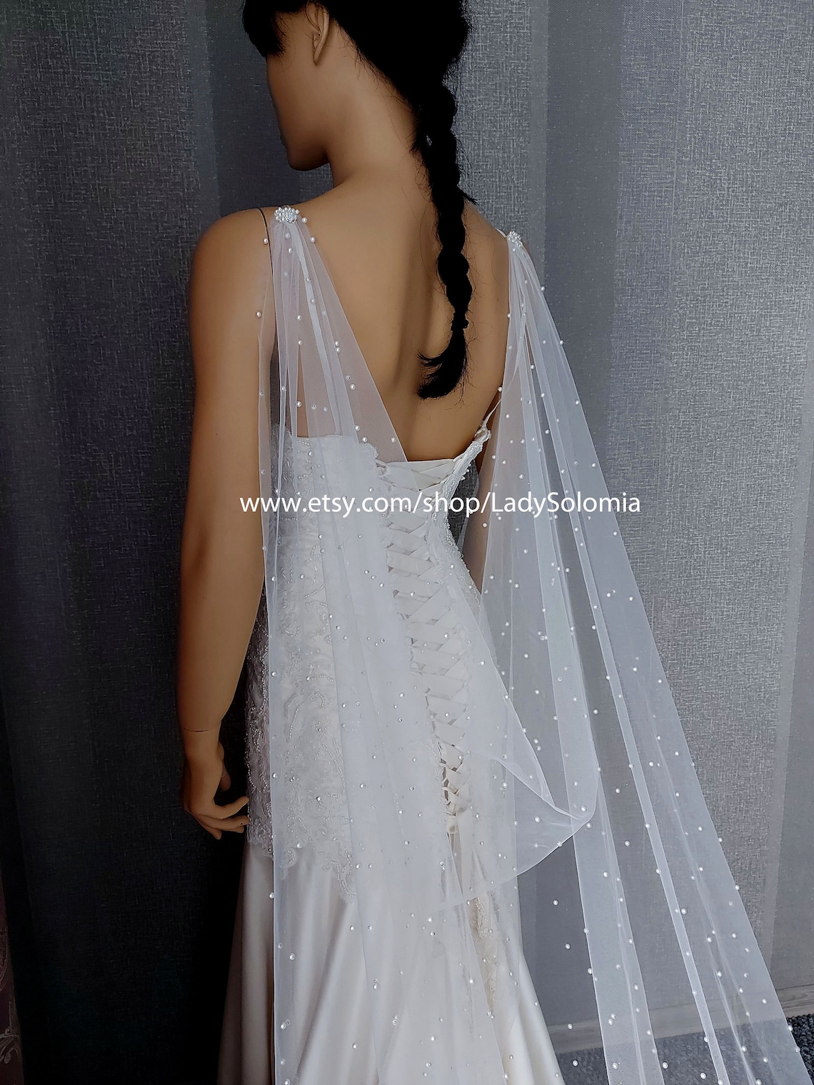 Pearl Cape Veil Cathedral Draped Cape Wedding Veil Shoulder - Etsy
