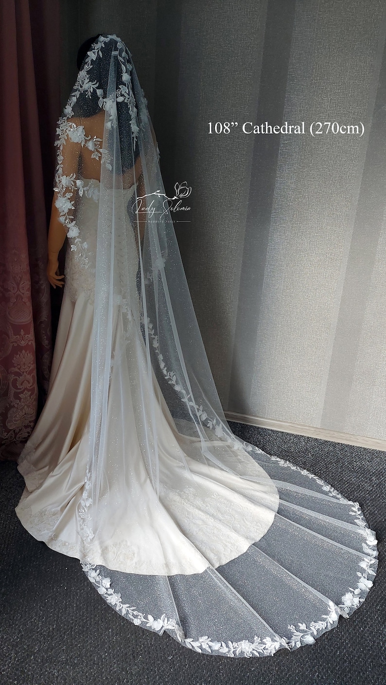 3-D Flowers Wedding Veil 3D Flowered Lace Veil Flowers Wedding Veil ...