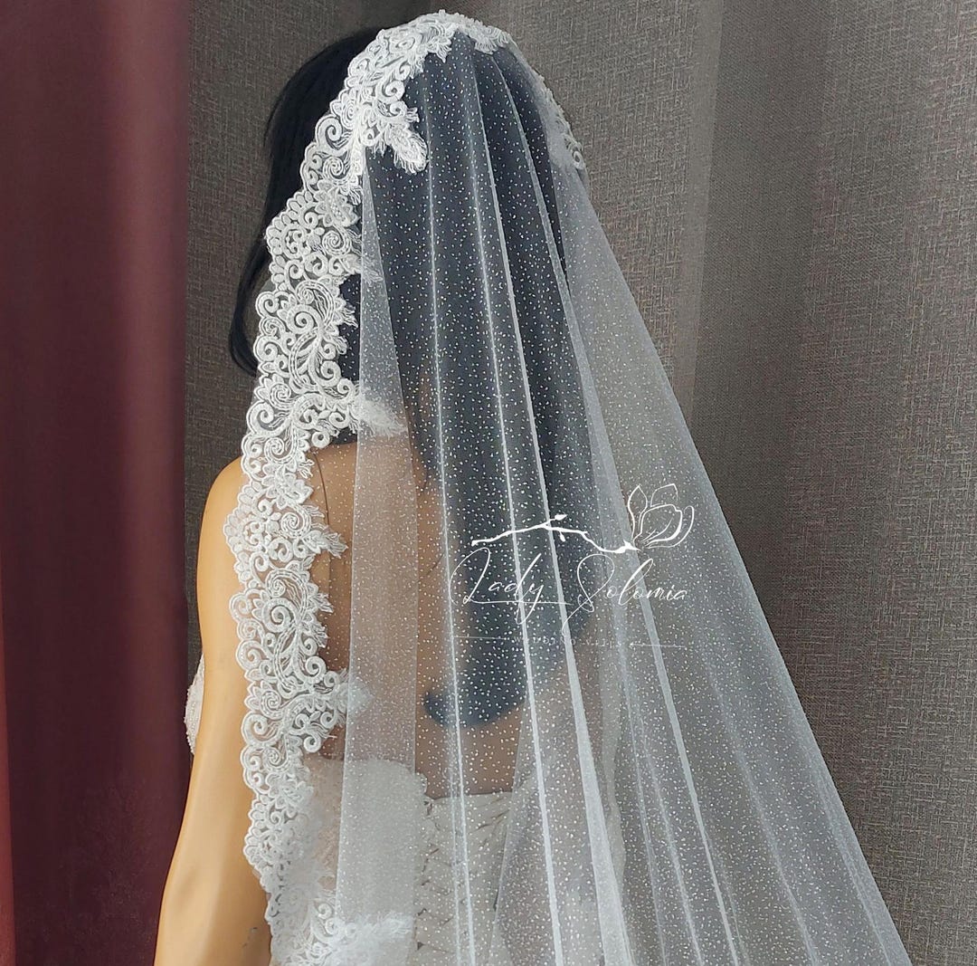 Shimmer Veil, Sparkle Veil, Glitter Lace Wedding Veil, Glitter Wedding ...
