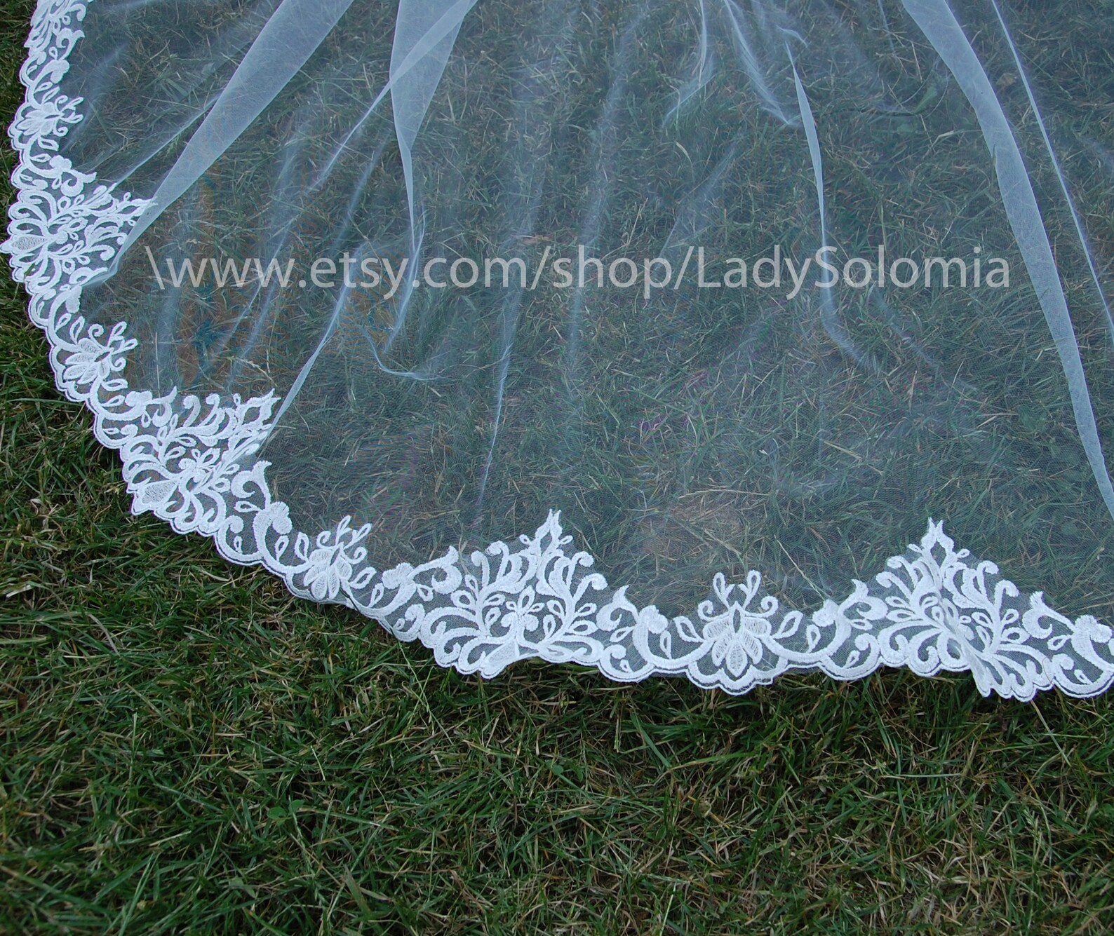 Embroidered Lace Veil Wedding Veil Partial Lace Veil - Etsy