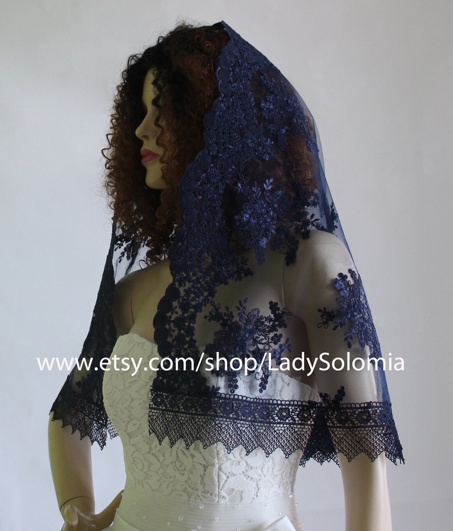 Blue Lace Mantilla Chapel Veil Catholic Religious | Etsy
