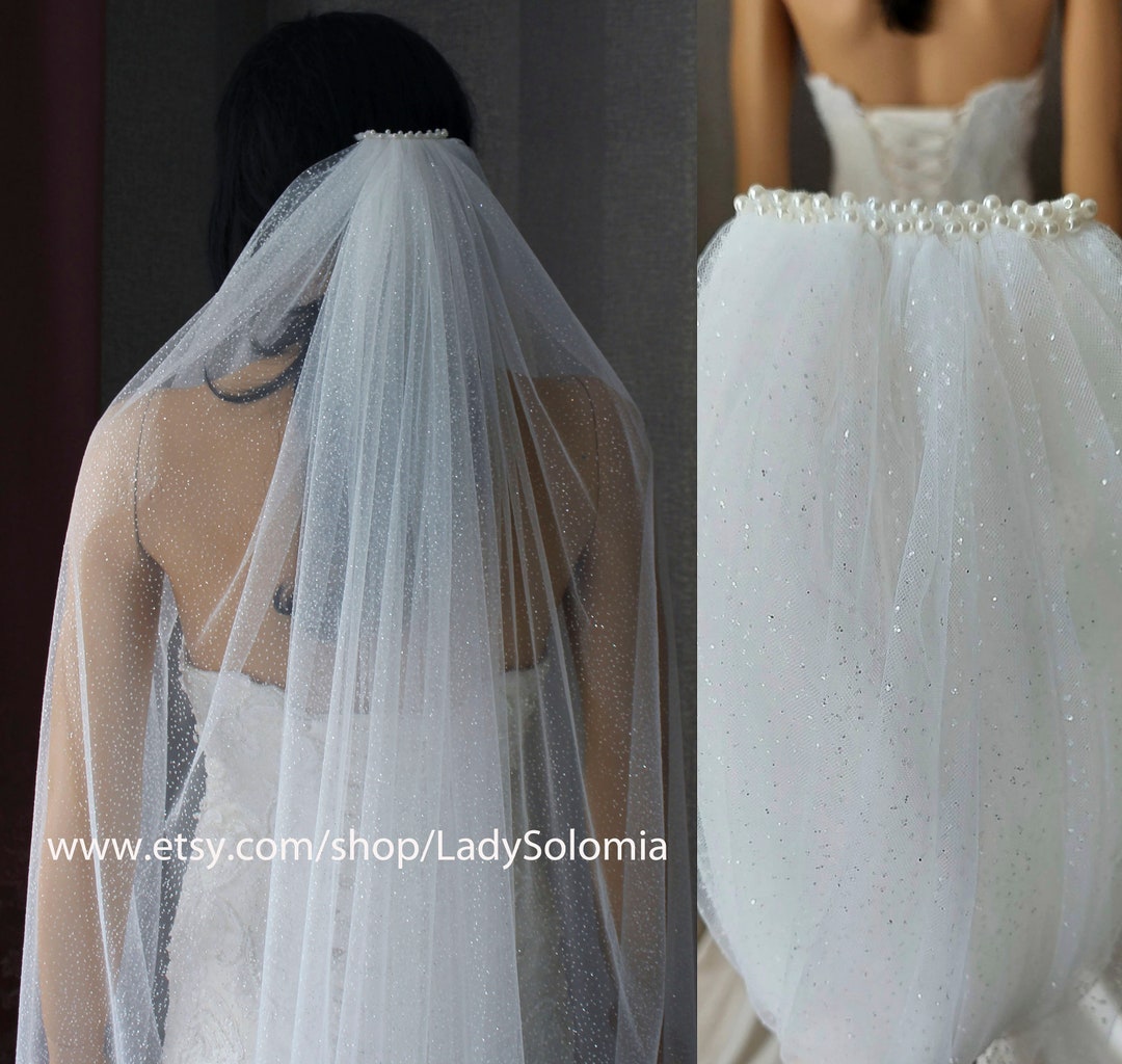 Glitter Wedding Veil, Glitter Bridal Veil, Sparkle Veil, Tulle With ...